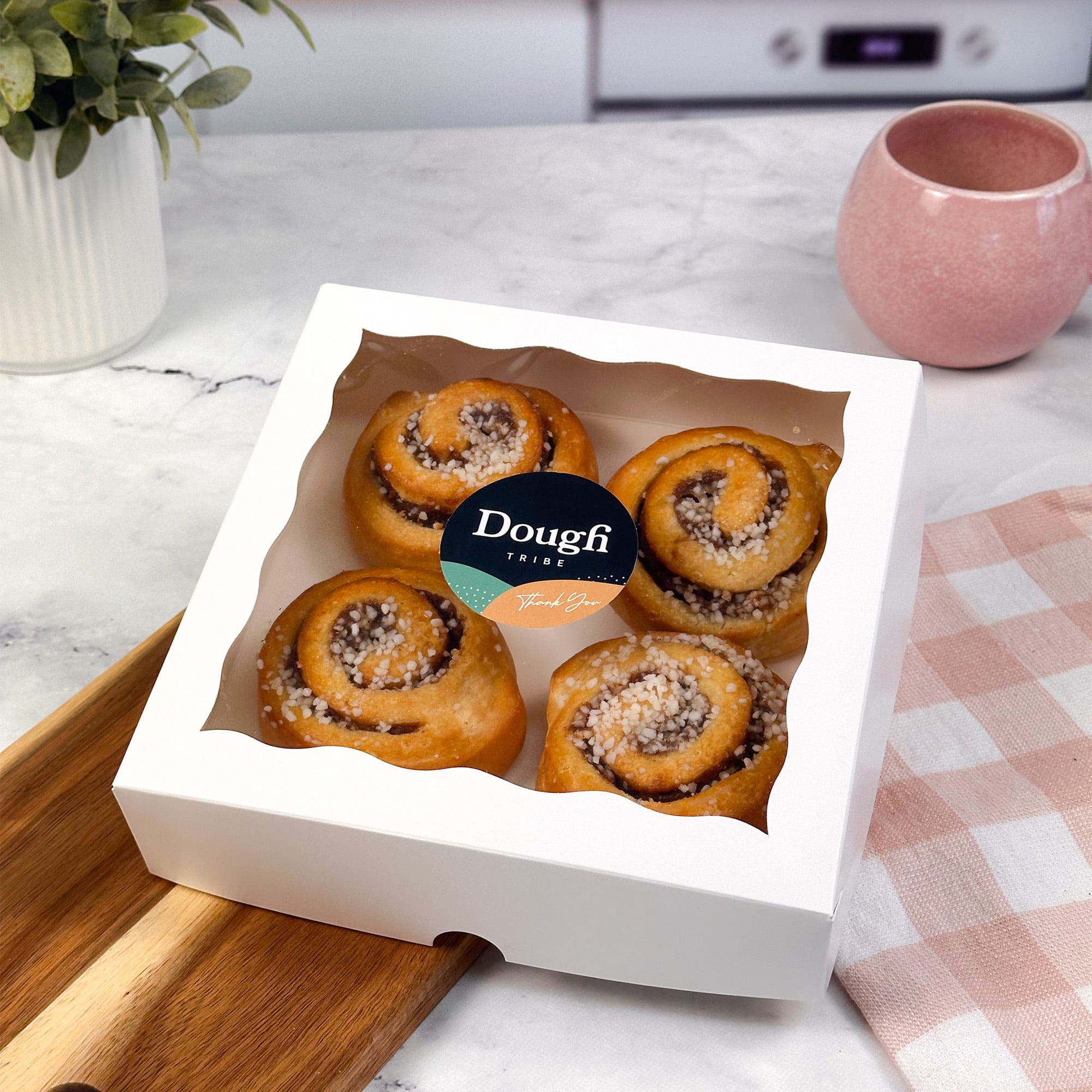 Cinnamon Bun Share Box | 4 Pack | Pearl Sugar – Dough Tribe